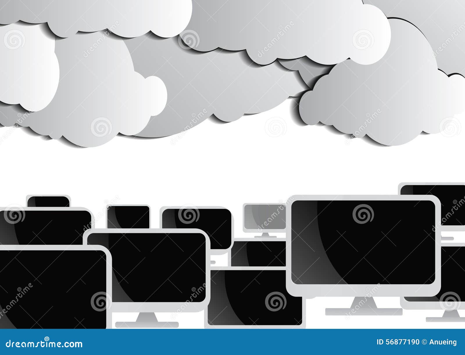 Computer and Cloud Computing Background Stock Vector - Illustration of ...