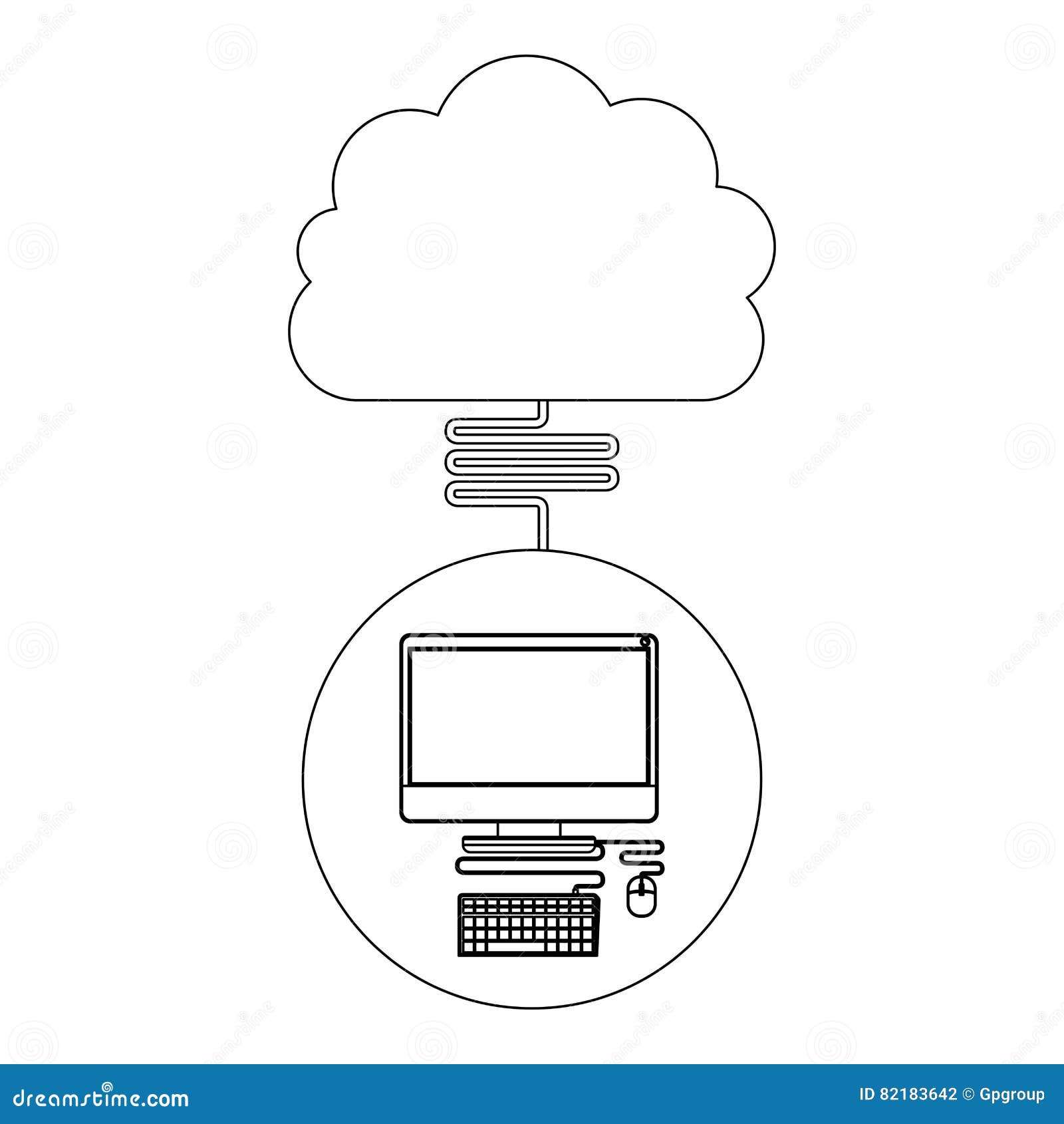 Computer and Cloud Computing Design Stock Vector - Illustration of sign, digital: 82183642
