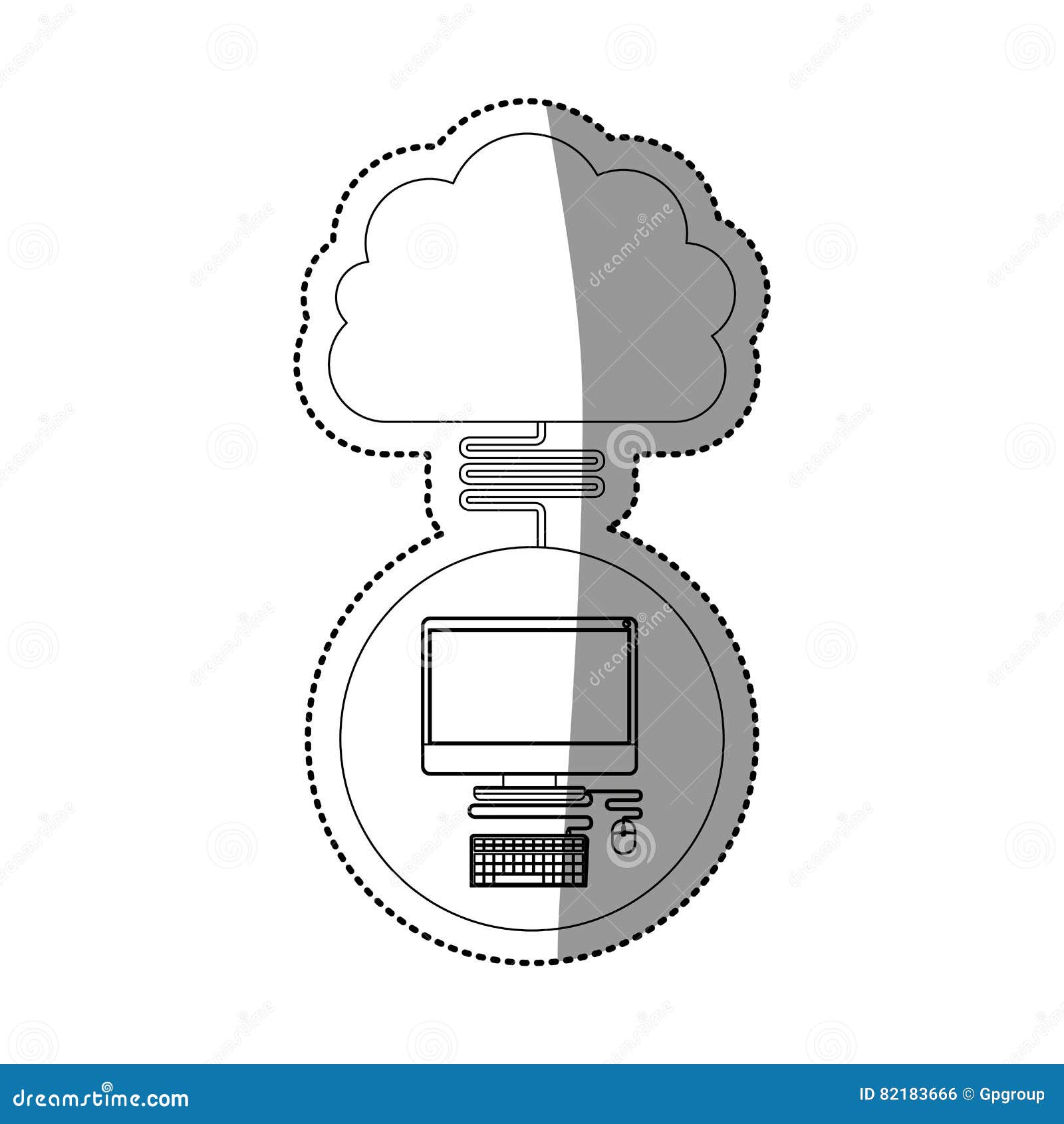Computer and Cloud Computing Design Stock Vector - Illustration of multimedia, virtual: 82183666