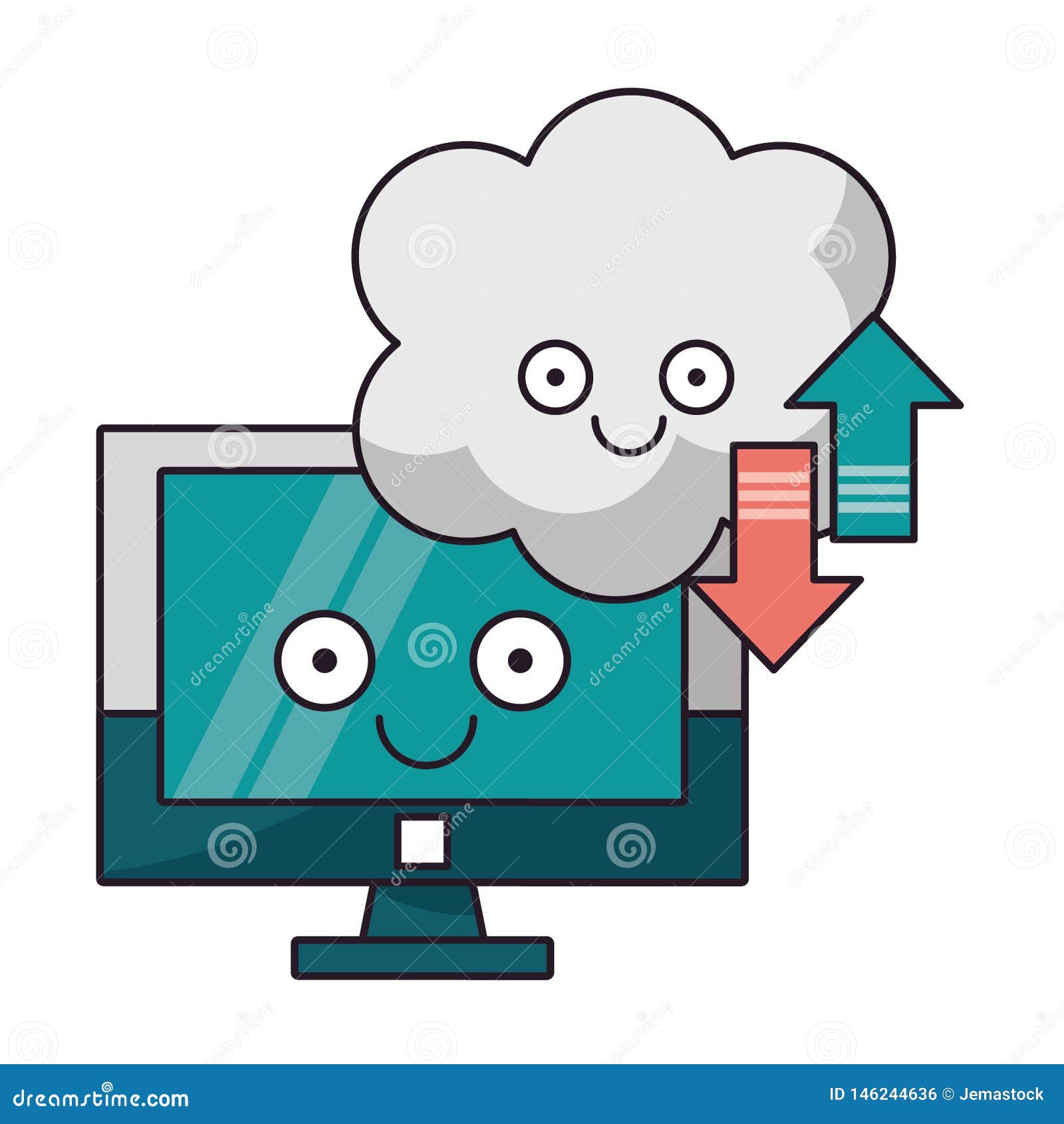 Computer and Cloud Computing Technology Stock Vector - Illustration of ...