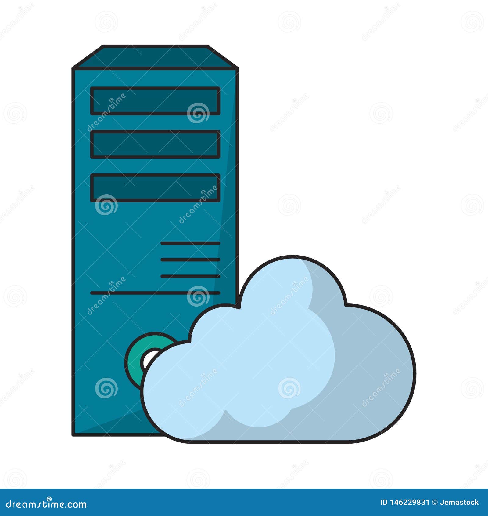 Computer and Cloud Icon Cartoon Stock Vector - Illustration of monitor ...