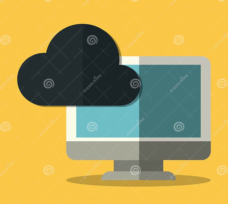 Computer and Cloud Icon. Gadget Design. Vector Graphic Stock ...