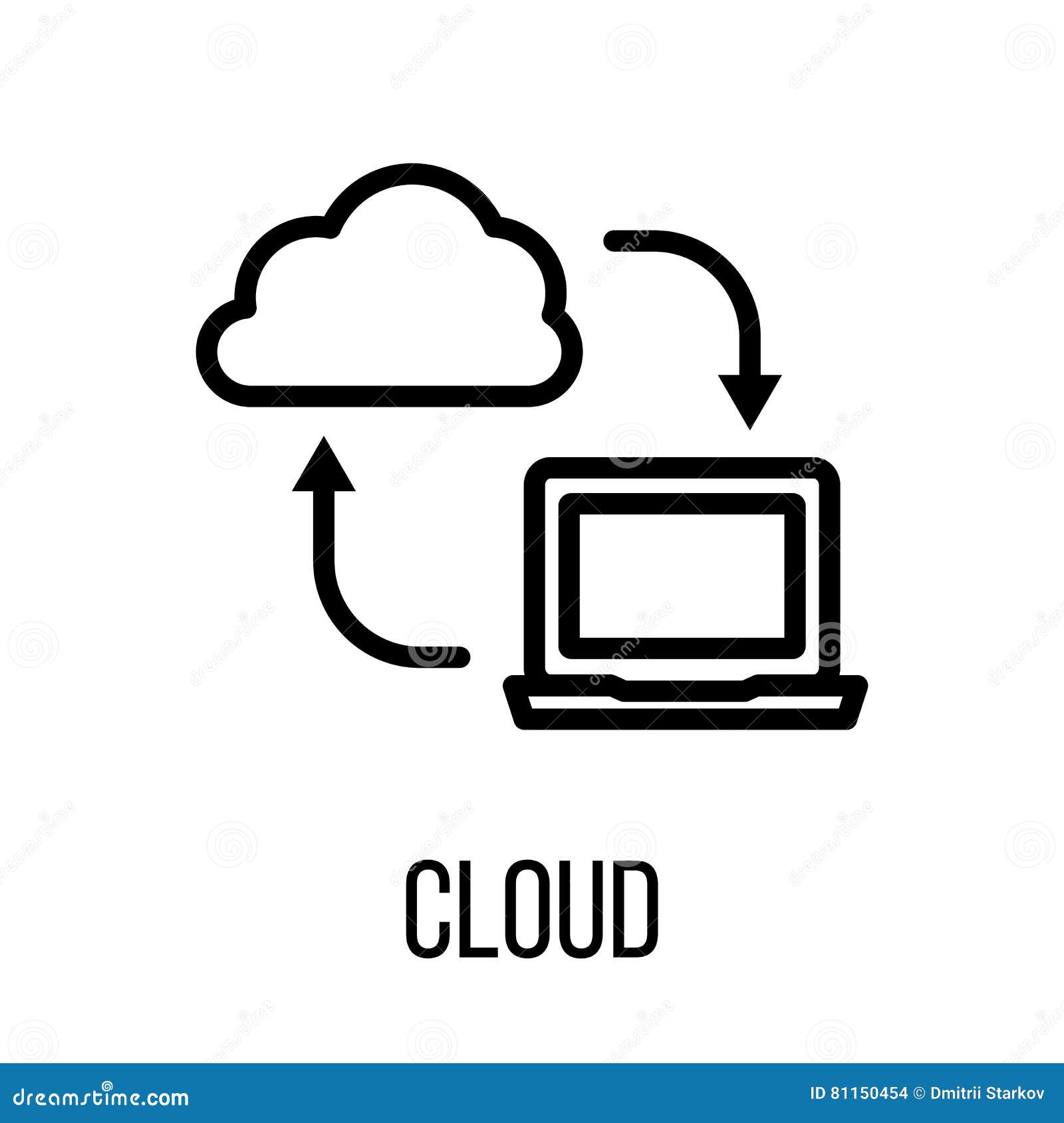 Computer Cloud Icon or Logo in Modern Line Style. Stock Illustration ...