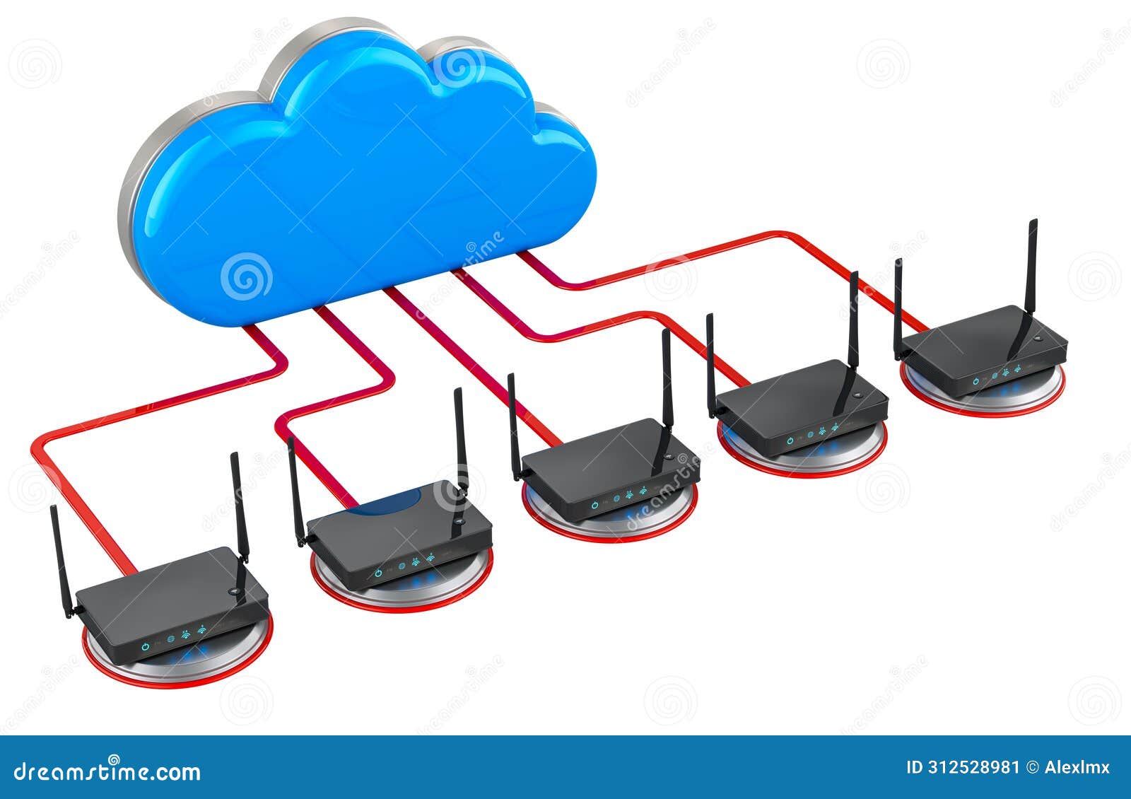 Computer Cloud with Routers. Networking Connection, Concept Stock ...