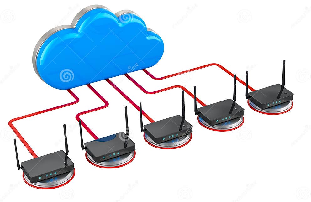 Computer Cloud with Routers. Networking Connection, Concept Stock ...