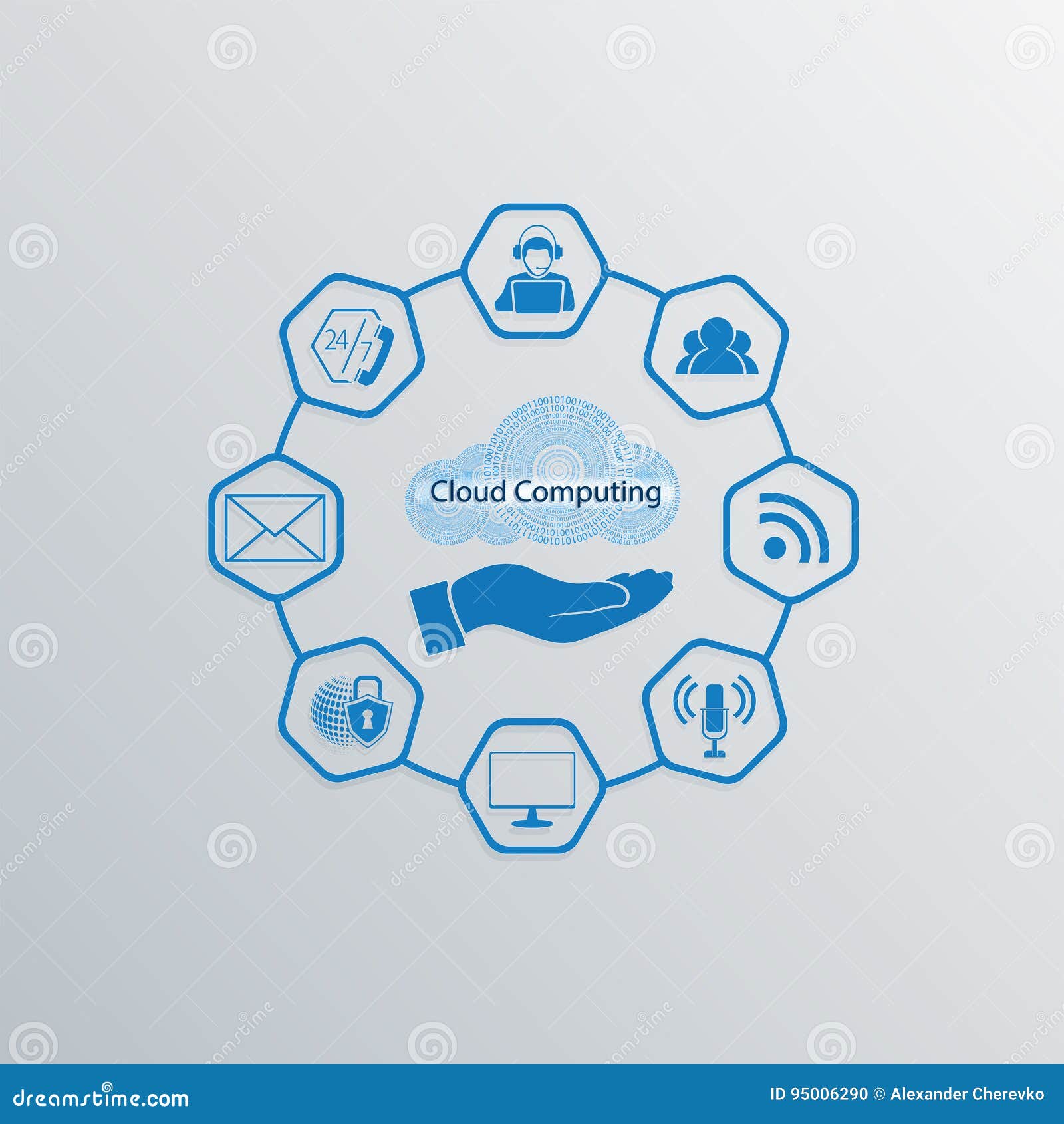 The Computer Cloud Sign Blue Color Stock Vector - Illustration of ...