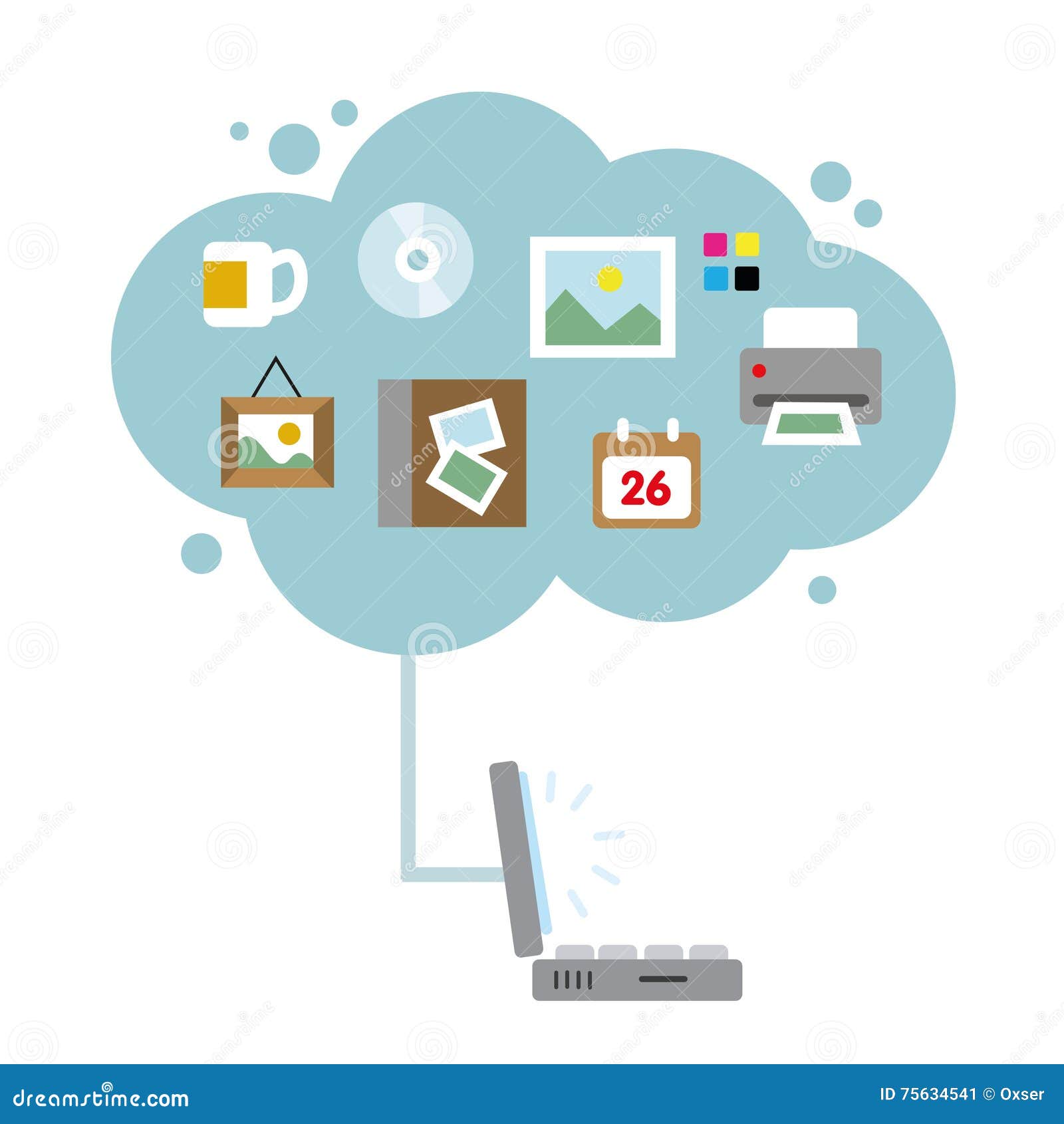 Computer Cloud Storage stock vector. Illustration of graphic - 75634541
