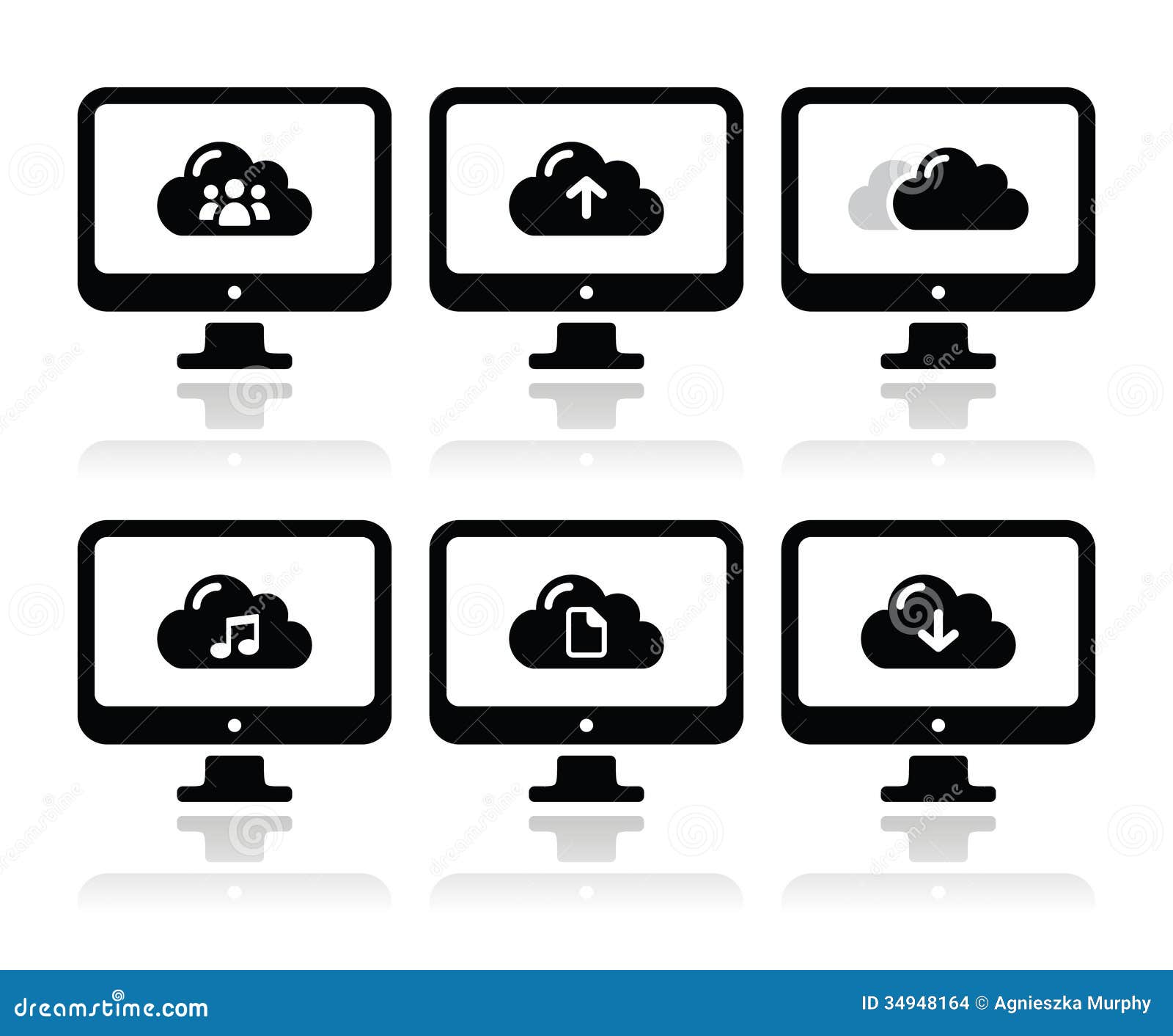 Computer and Cloud Vector Icons Set for Web Stock Vector - Illustration ...