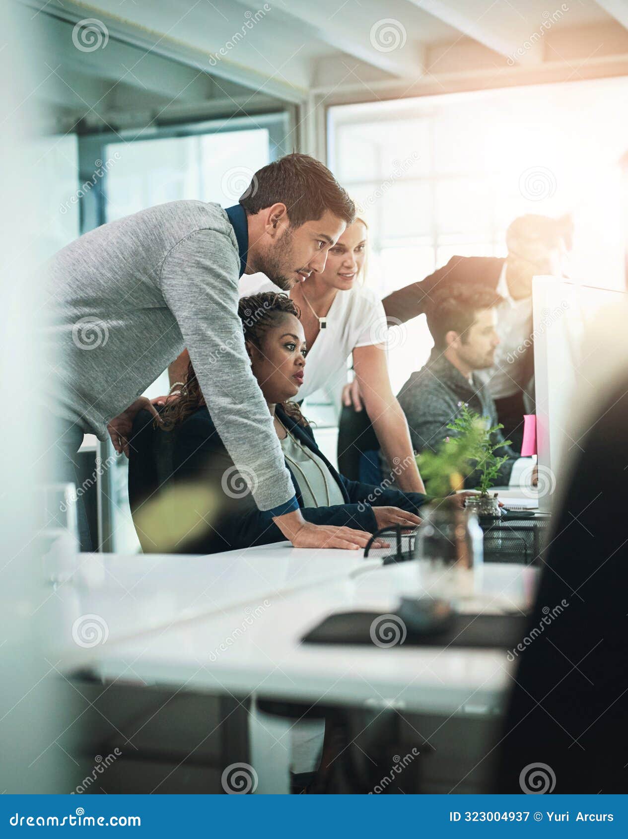 Computer, Coaching and Business People in Office for Planning, Learning ...