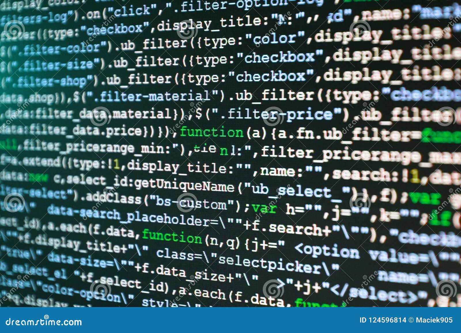 Computer code data. stock photo. Image of html, listing - 124596814