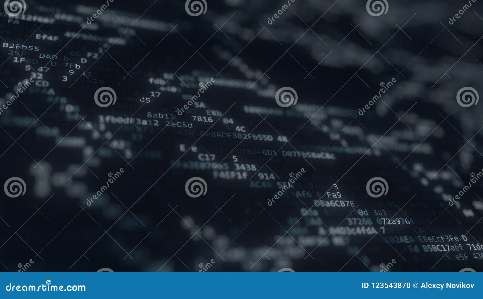 Computer Code Flashing Trails on the Screen. 3D Rendering Stock ...