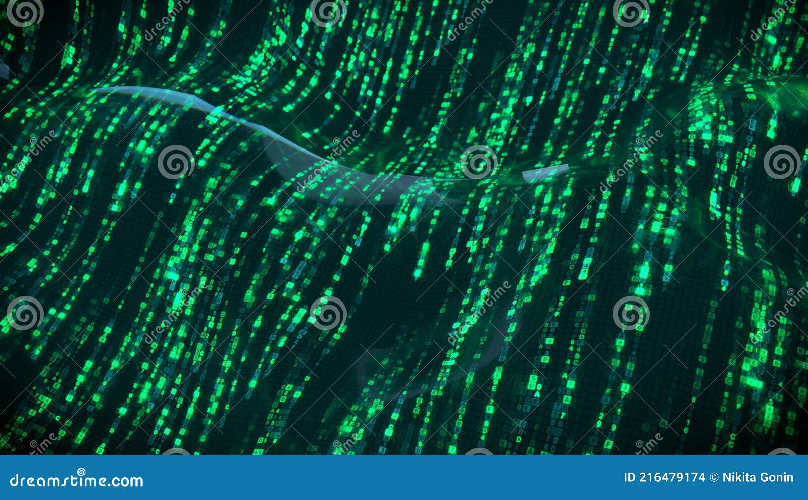 Computer Code in Flexible Screen of Soft Glass 3D Rendering ...