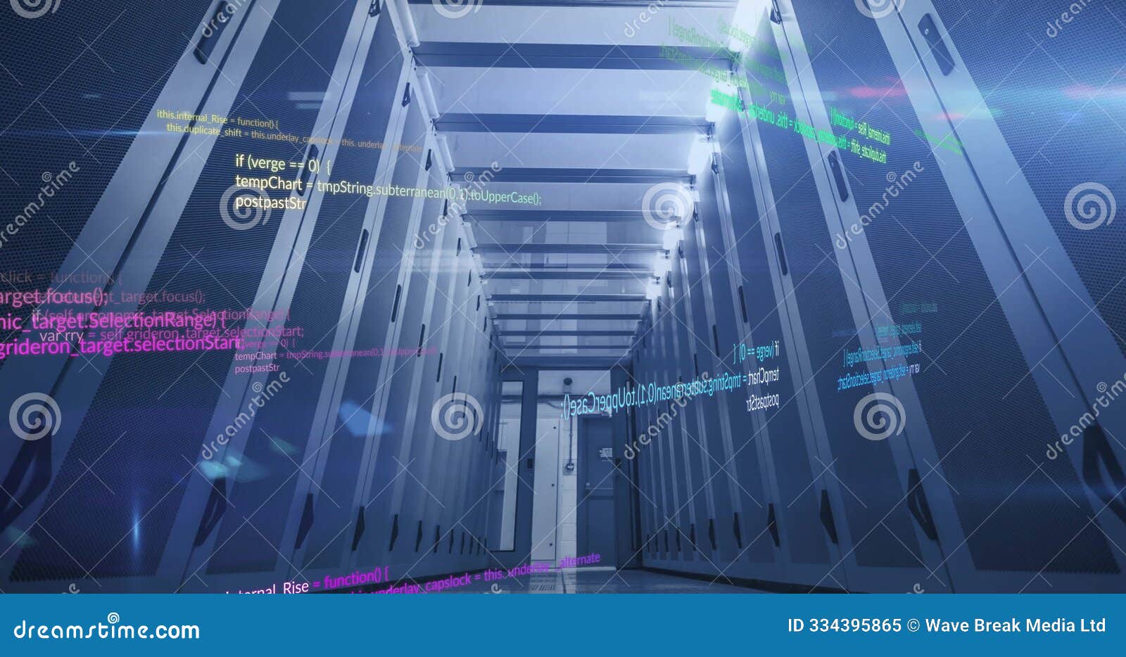Computer Code Image Over Data Center Servers Stock Image Image Of