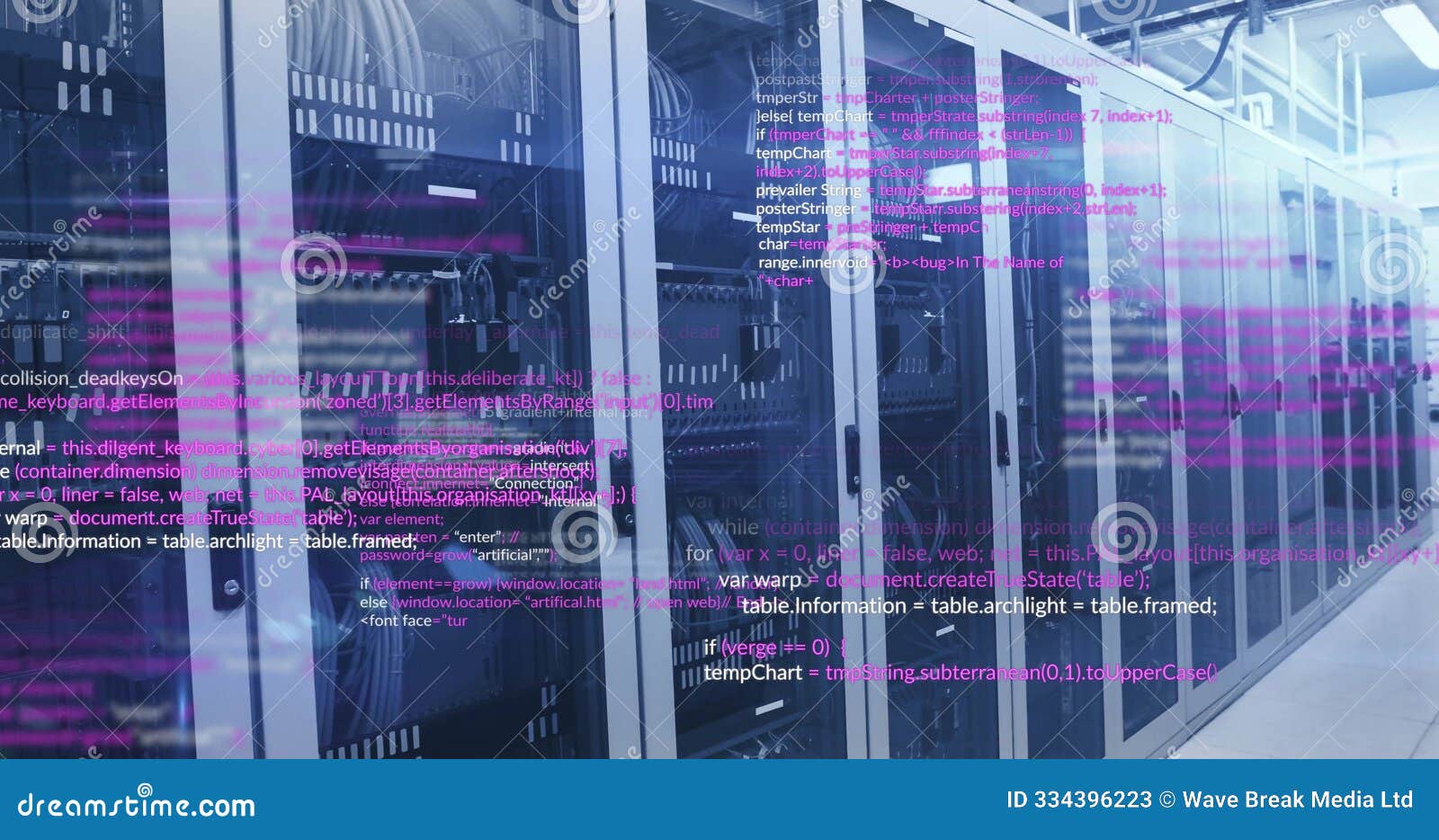 Computer Code Image Over Server Racks In Data Center Stock Image Image Of Server
