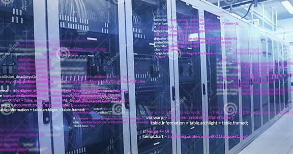 Computer Code Image Over Server Racks in Data Center Stock Image ...