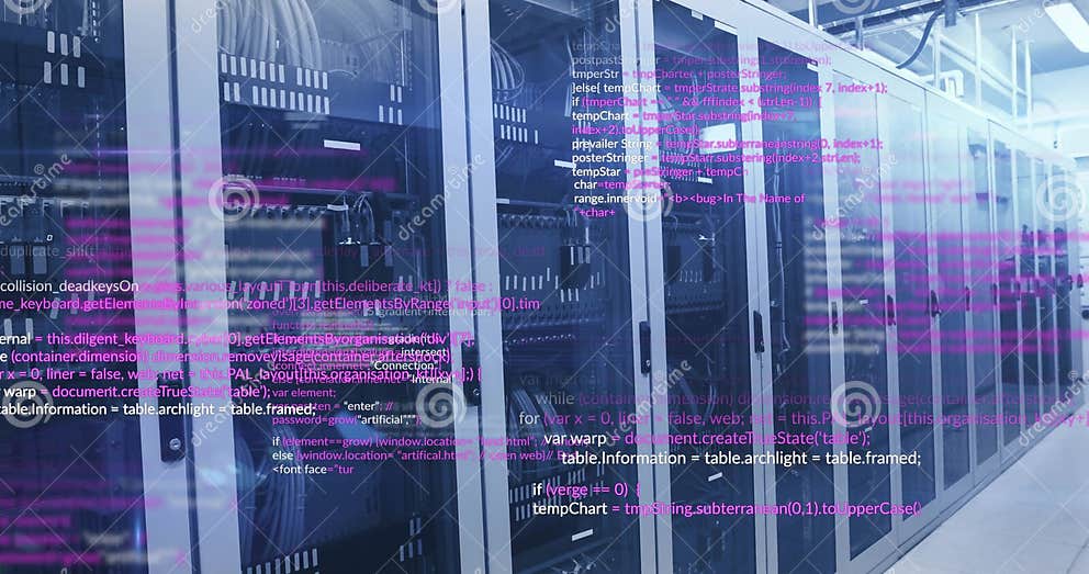 Computer Code Image Over Server Racks in Data Center Stock Image ...