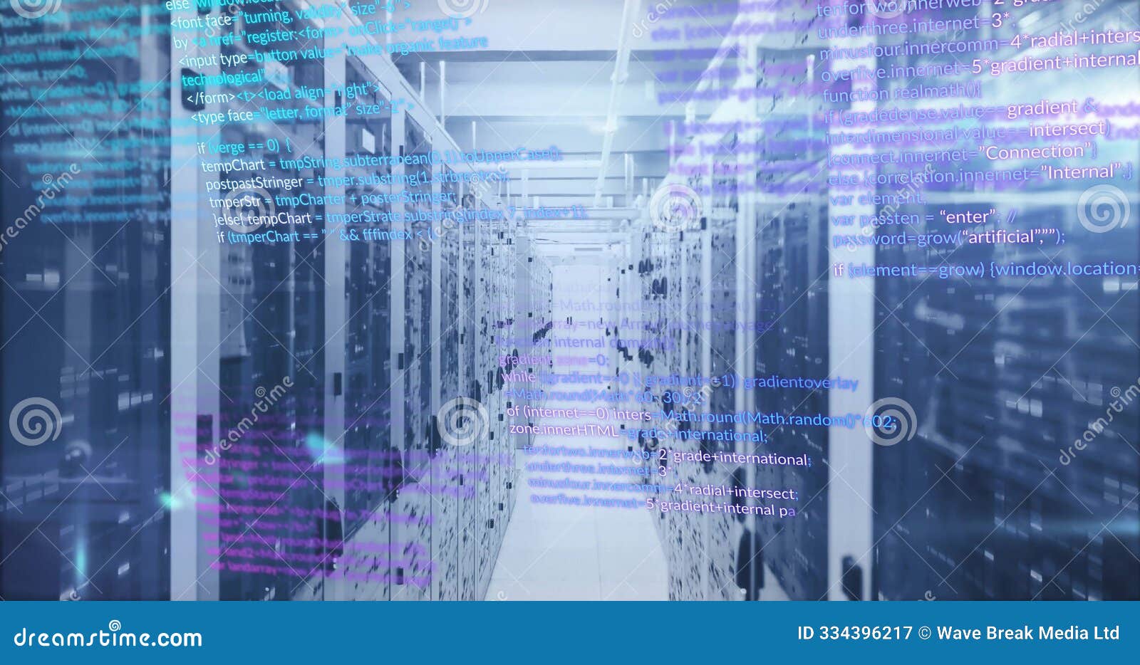 Computer Code Image Over Server Racks In Data Center Stock Image Image Of Coding Systems