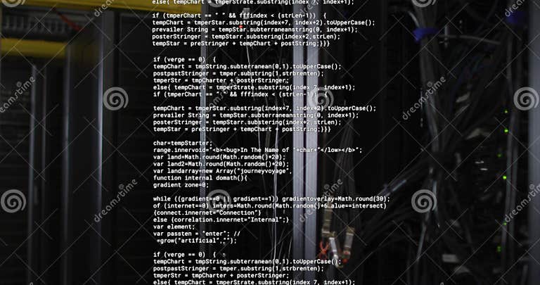 Computer Code Image Over Server Racks in Data Center Stock Photo ...
