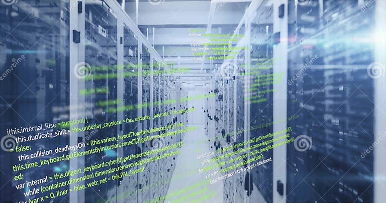 Computer Code Image Over Servers in Data Center Stock Image - Image of ...