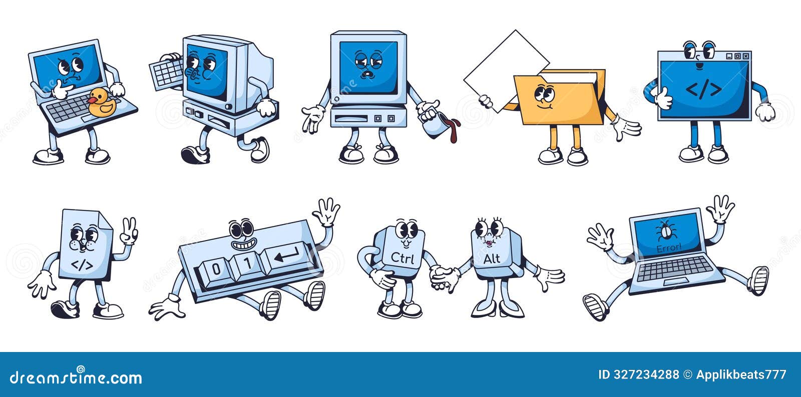 Computer Code Mascots. Programming Characters, Code File and Terminal ...
