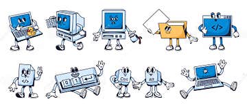 Computer Code Mascots. Programming Characters, Code File and Terminal ...