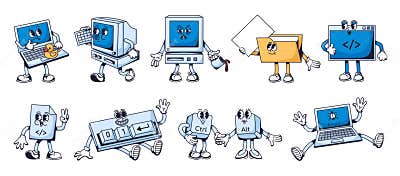 Computer Code Mascots. Programming Characters, Code File and Terminal ...