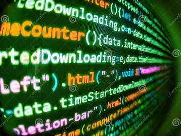 Computer Code Program. Programmer Working in a Software Develop Company Office. Programmer ...