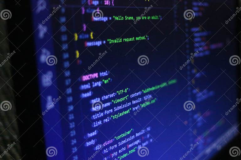 Computer Code Programming Language Coding Close High Resolution Photo On Computer Laptop Screen