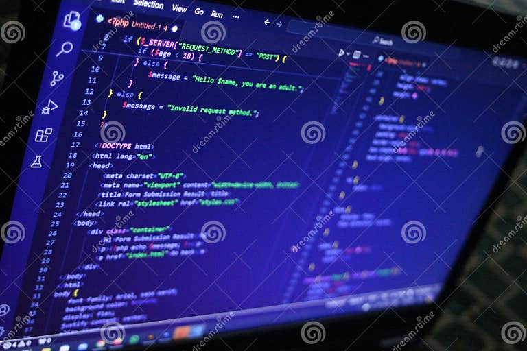 Computer Code Programming Language Coding Close High Resolution Photo On Computer Laptop Screen