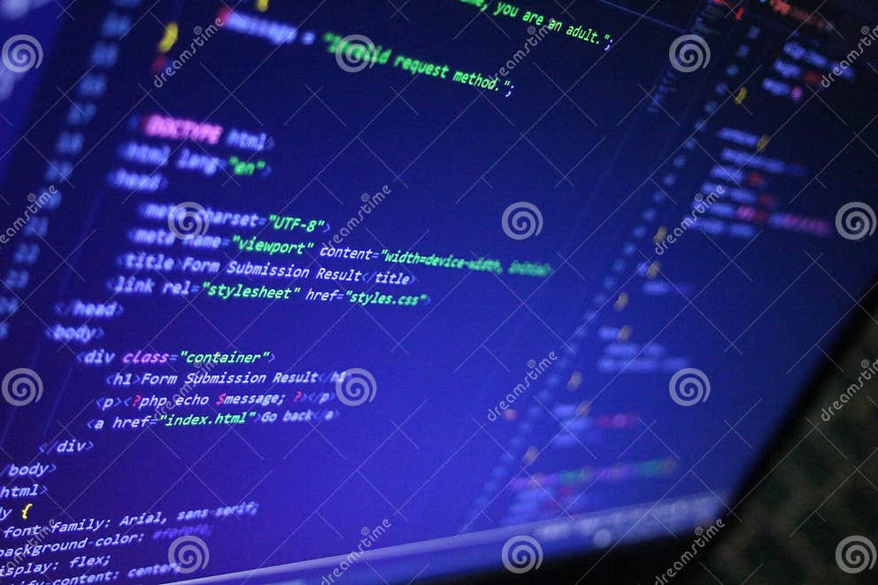 Computer Code Programming Language Coding Close High Resolution Photo On Computer Laptop Screen