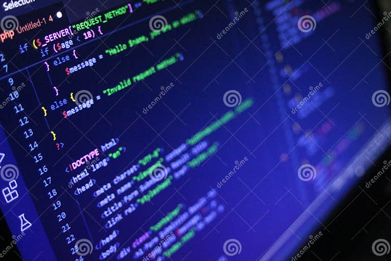 Computer Code Programming Language Coding Close High Resolution Photo On Computer Laptop Screen