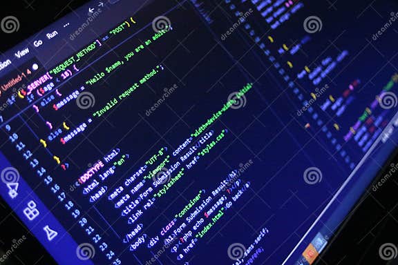 Computer Code Programming Language Coding Close High Resolution Photo on Computer Laptop Screen ...