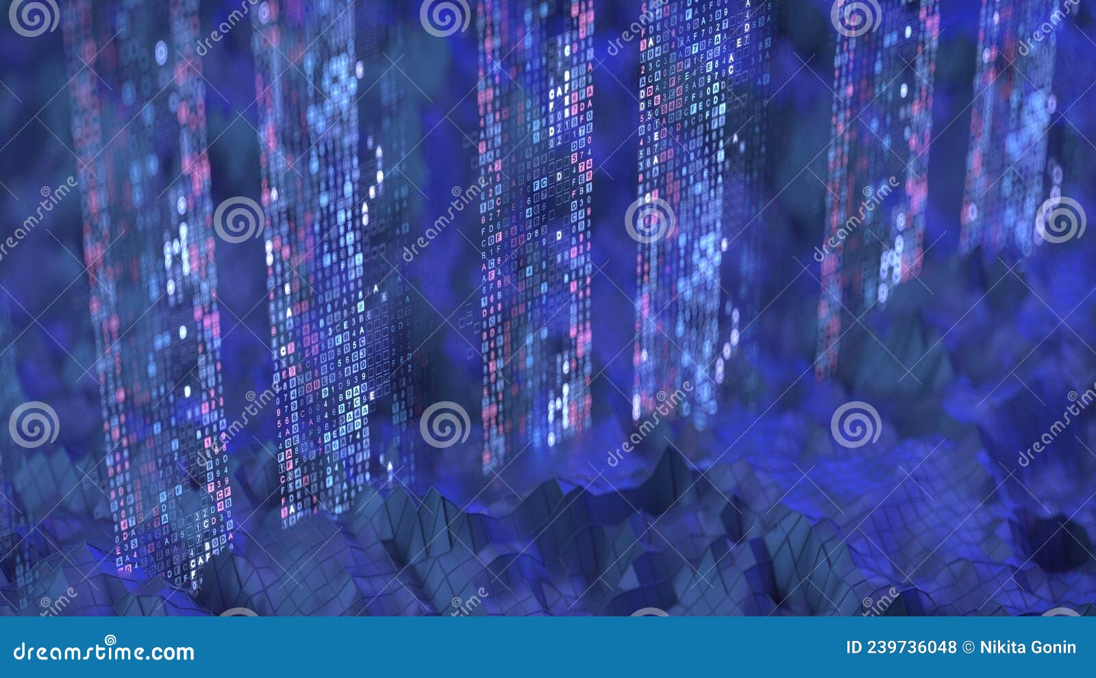 Computer Code Sci-fi Background 3D Rendering Stock Illustration ...