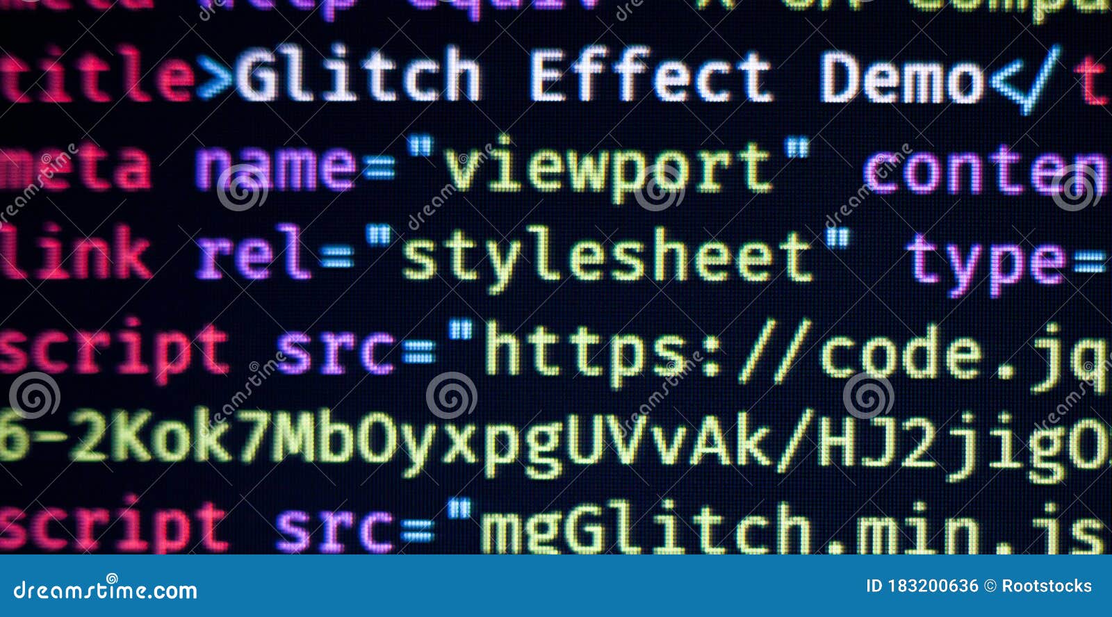 Computer Code. Technical Error. Glitch Stock Photo - Image of code ...