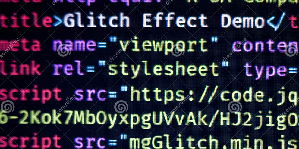 Computer Code. Technical Error. Glitch Stock Photo - Image of code ...