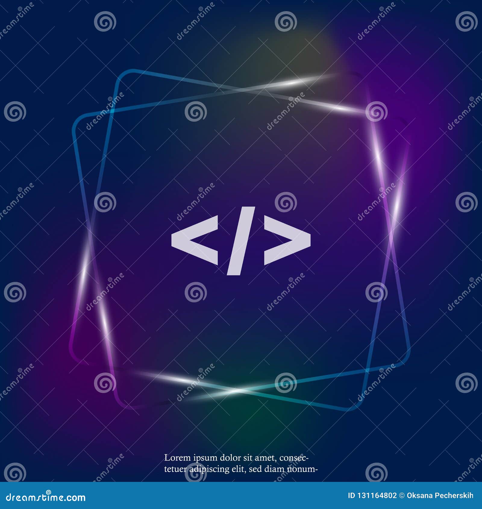 Computer Code Slash Vector Neon Light Icon. Symbol of Programming ...