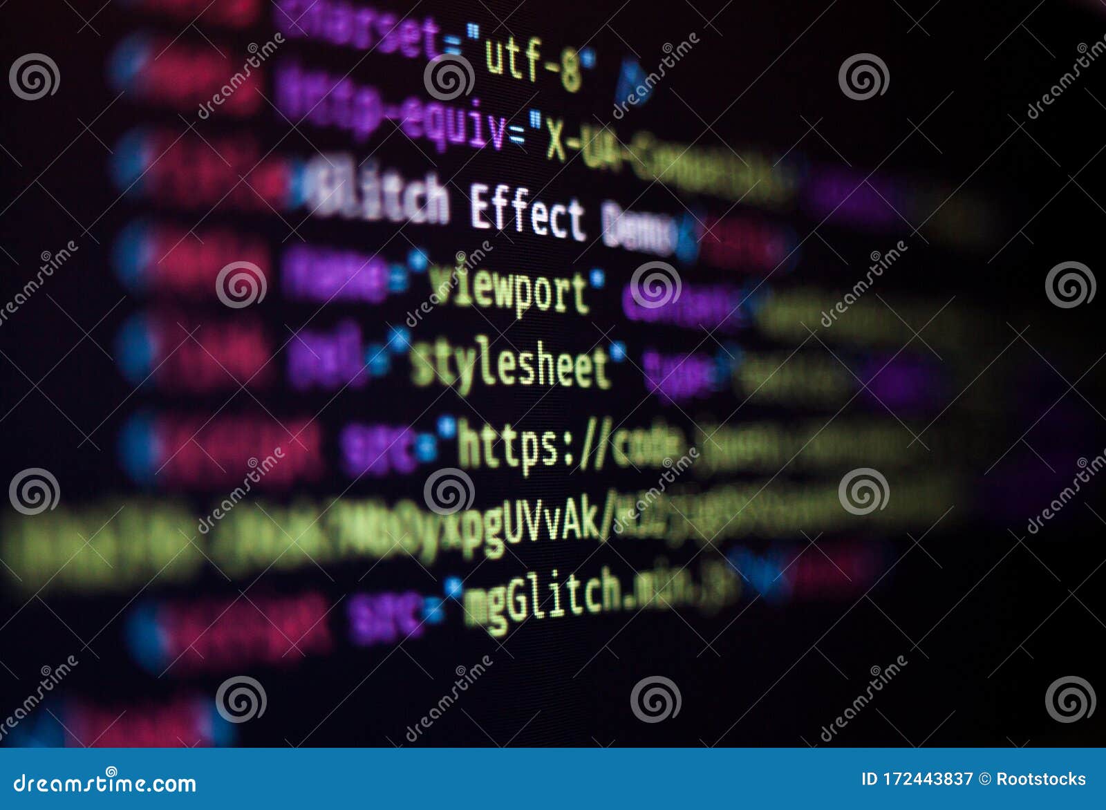 Computer Code. Technical Error. Glitch Stock Image - Image of display ...