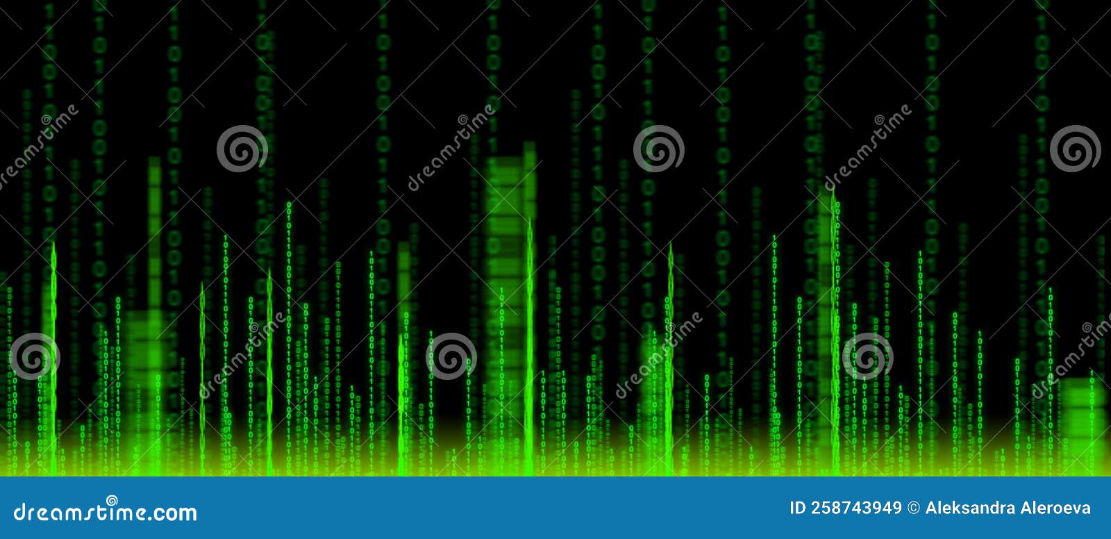 Computer Coding With Neon Gradient Zeros And Ones Of Binary Code