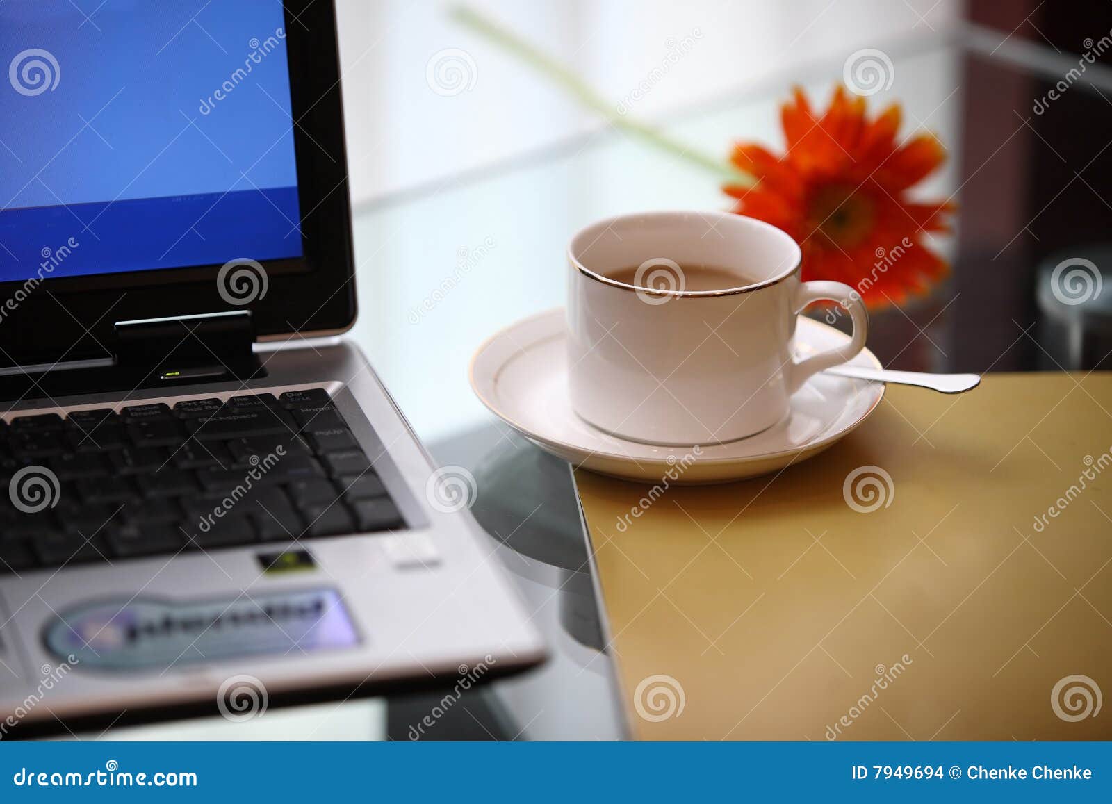 Computer and coffee stock photo. Image of light, cafe - 7949694