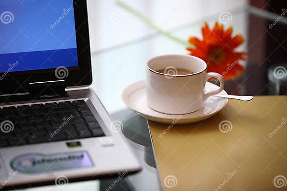 Computer and coffee stock photo. Image of light, cafe - 7949694