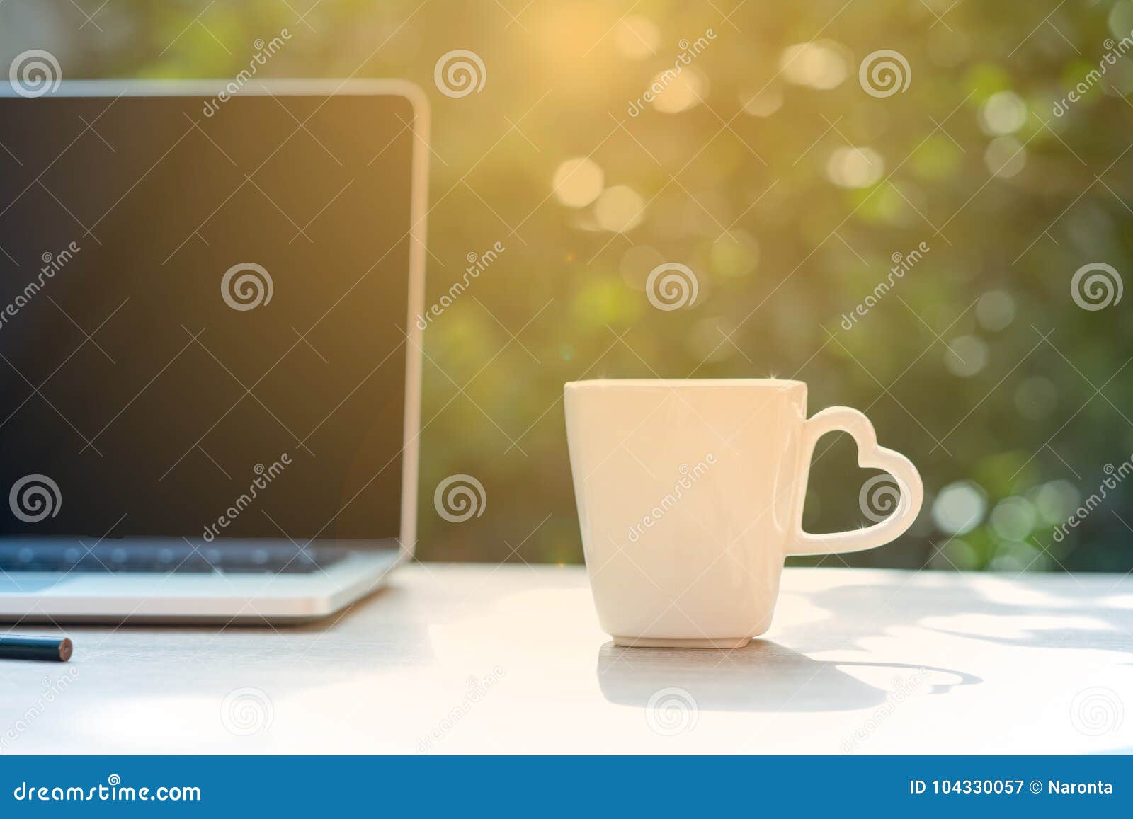 Working Office and External View Stock Image - Image of morning, coffee ...