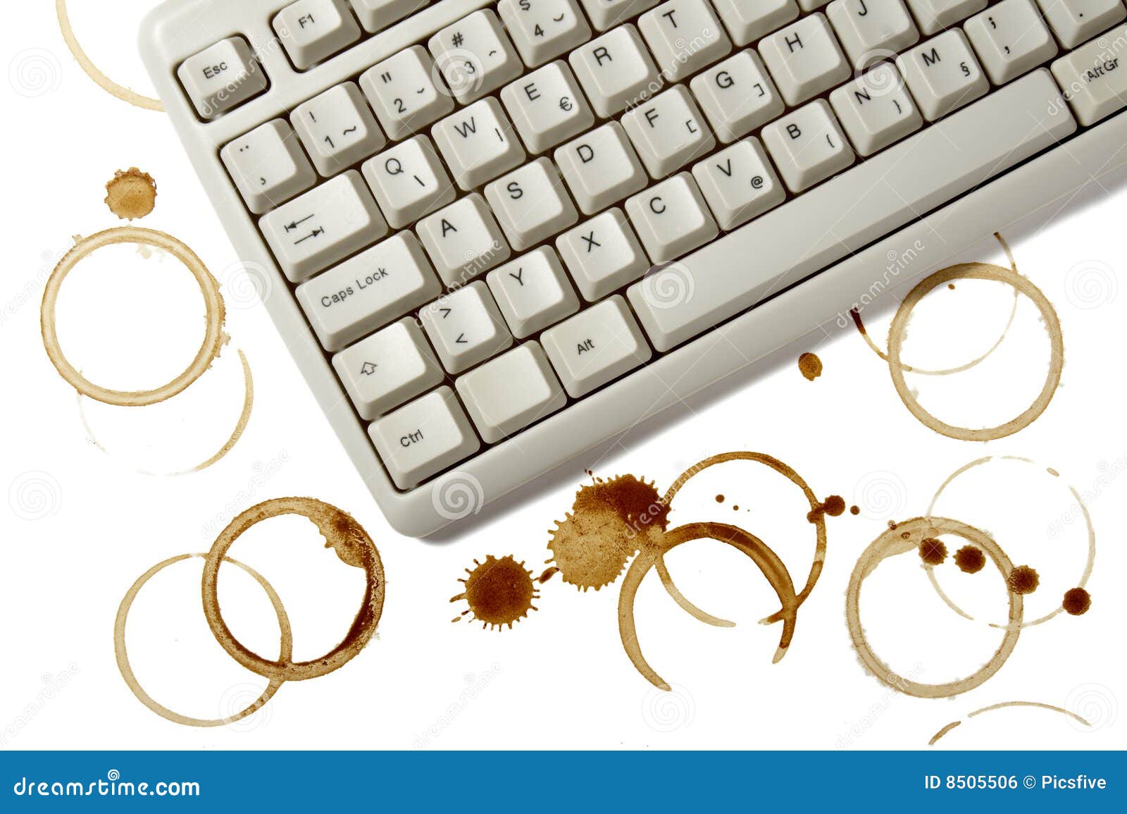 Computer and coffee stains stock photo. Image of droplet - 8505506