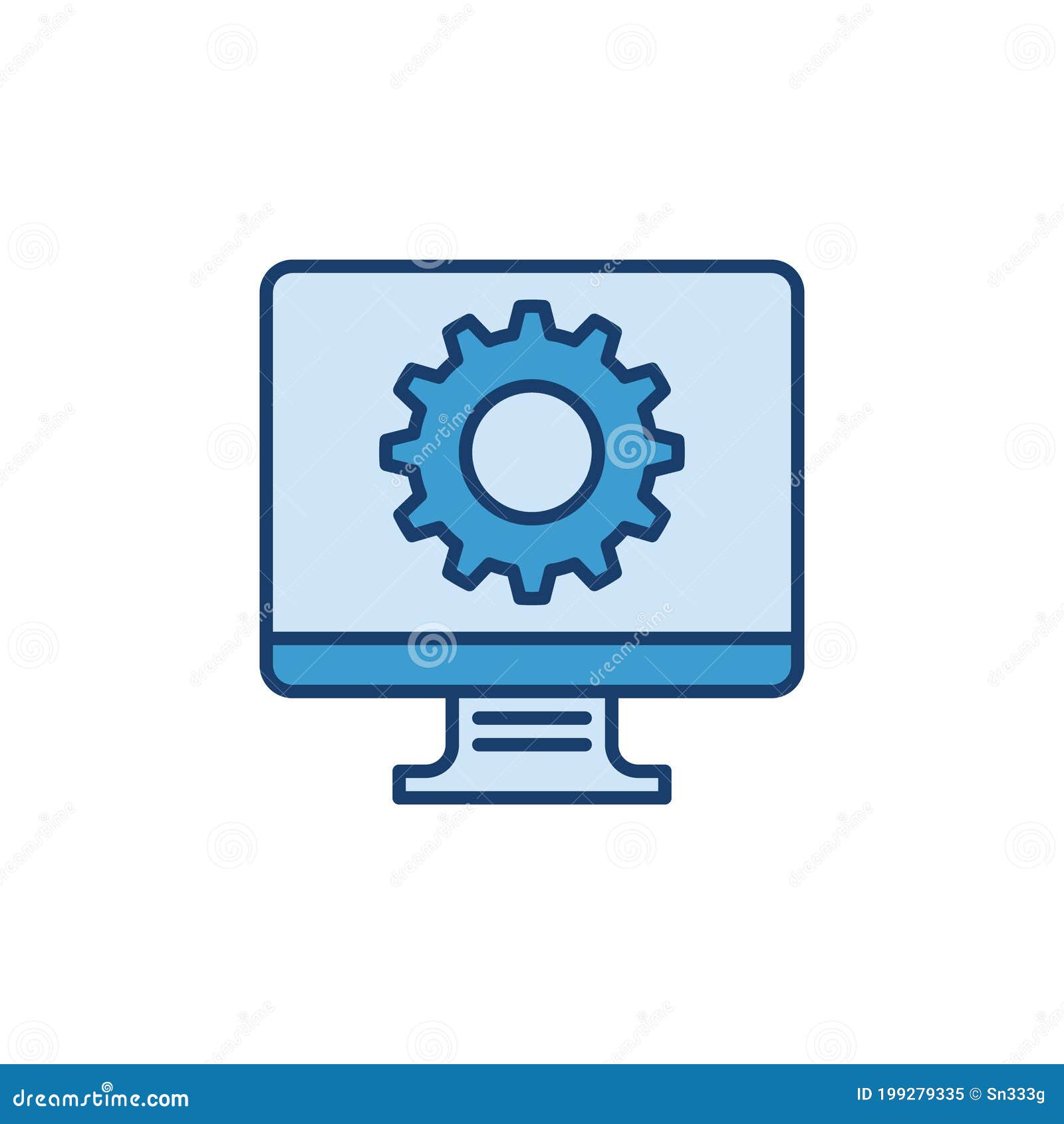 Computer with Cog Wheel Icon - Settings Vector Symbol Stock Vector ...
