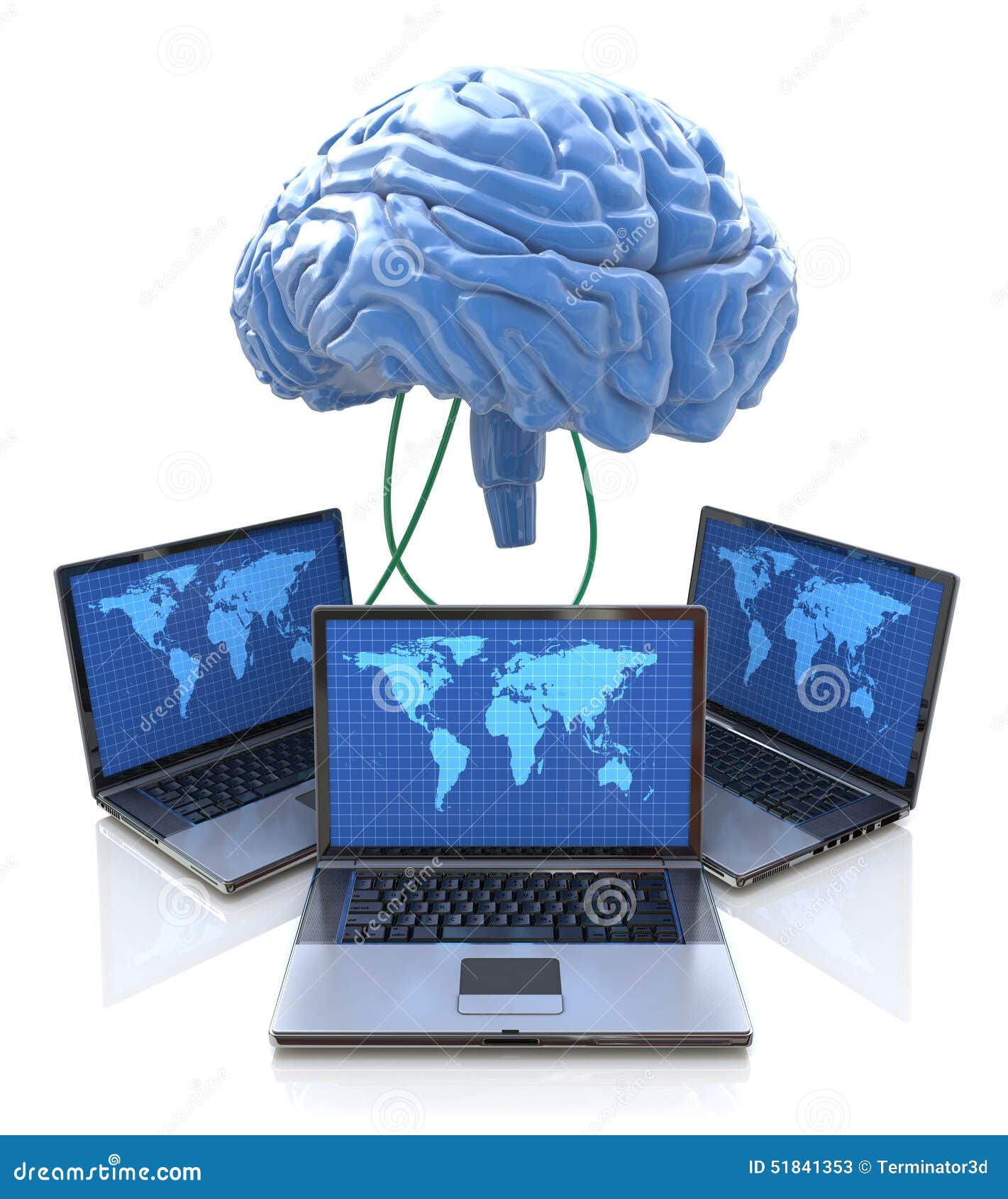 Computer Collegati Al Cervello Centrale Illustrazione di Stock ...