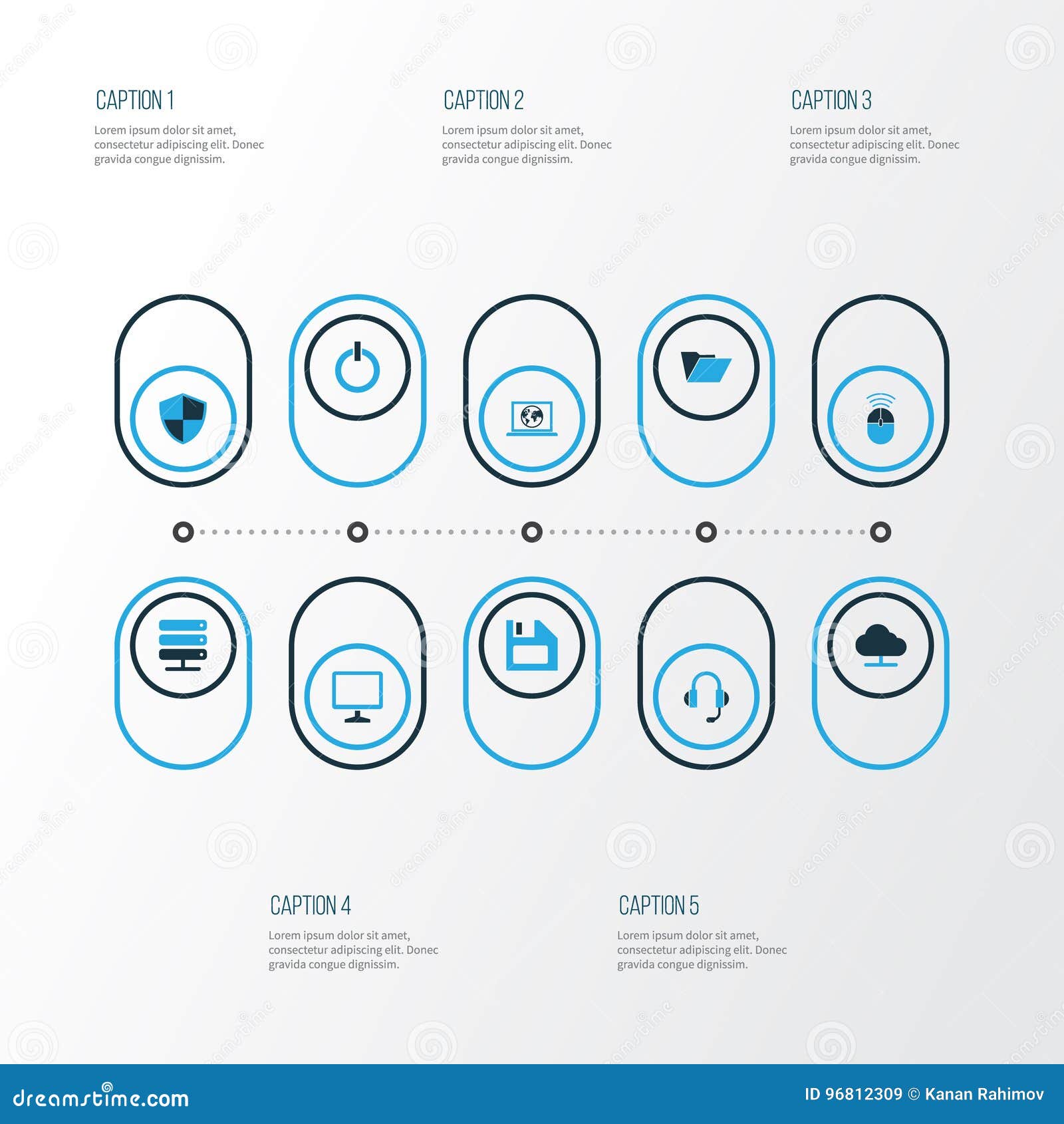 Computer Colorful Icons Set. Collection of Control, Connection, File ...
