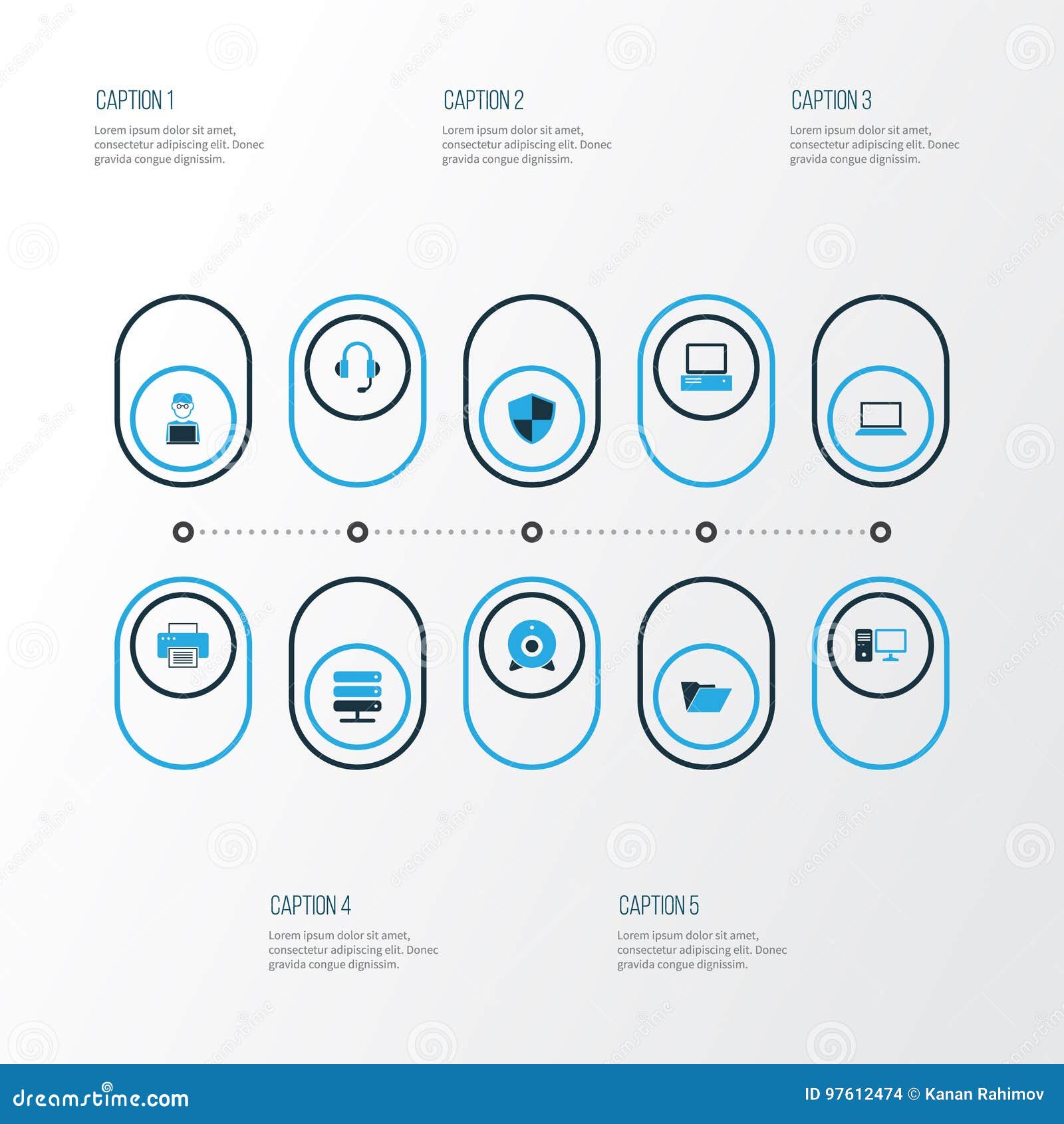 Computer Colorful Icons Set. Collection of Network, Computer, Notebook ...