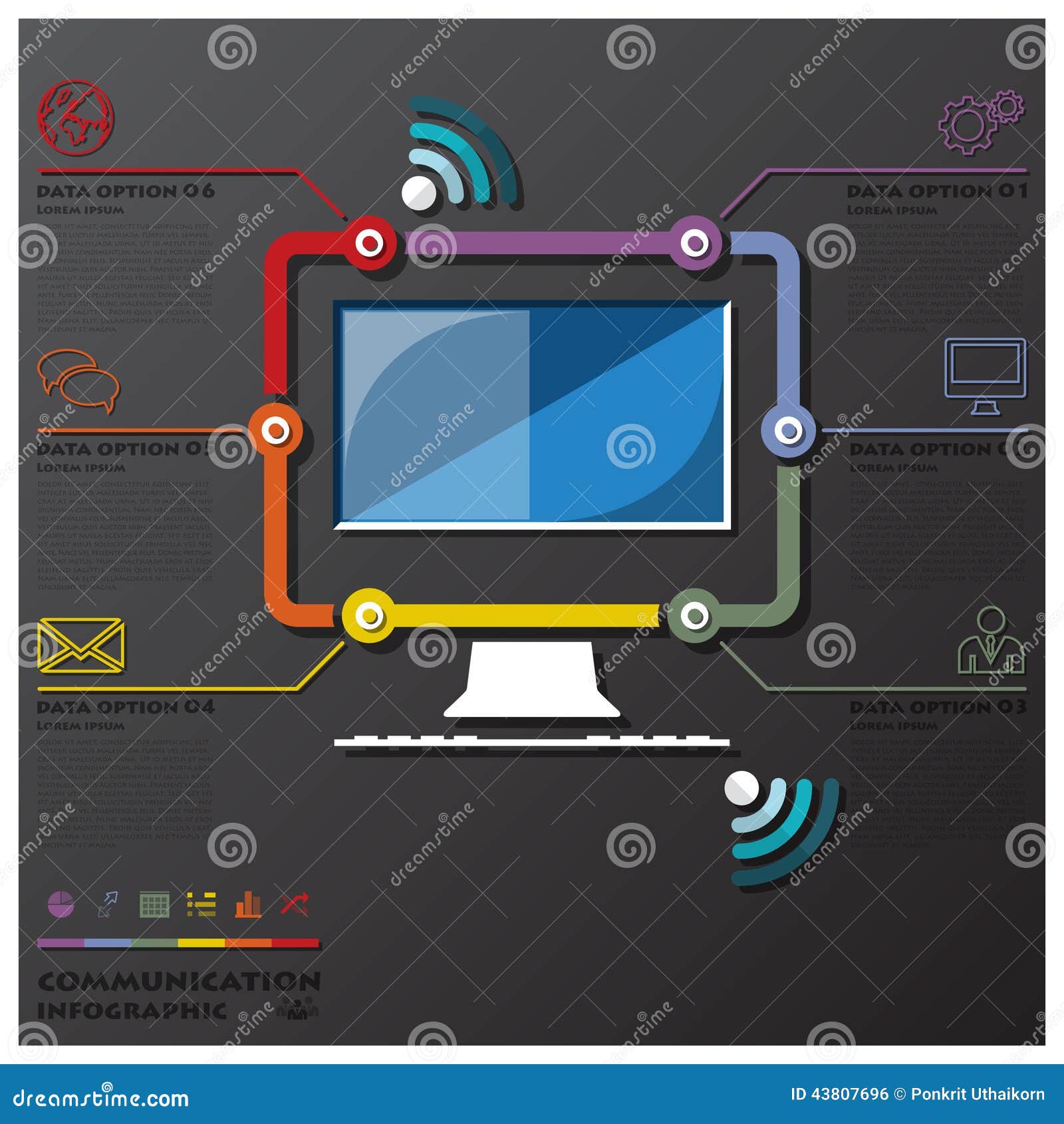 Computer Communication Connection Timeline Business Infographic Stock ...
