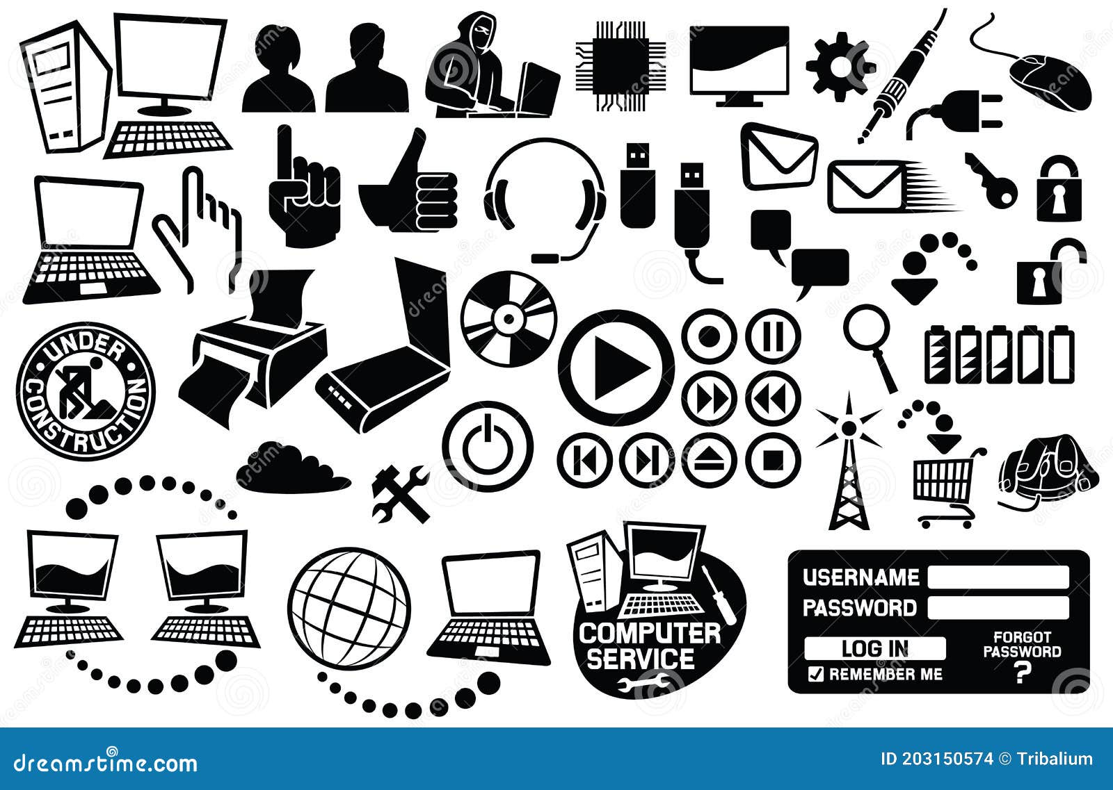 Computer and Communication Icons Set Vector Illustration Stock Vector ...