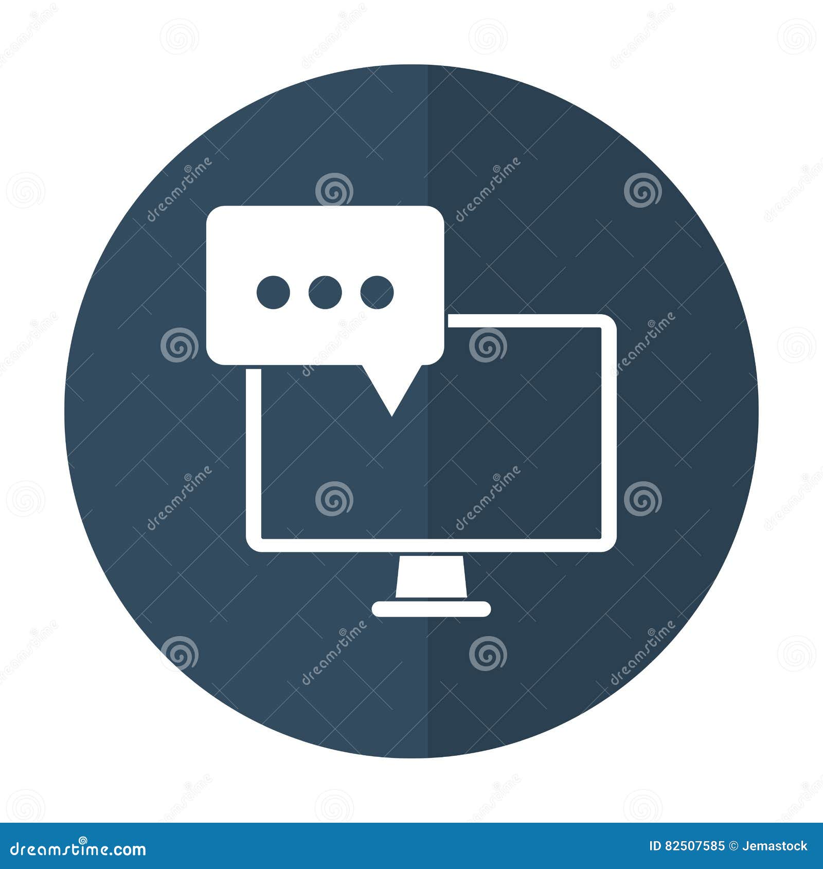 Computer Communication Message Bubble Speak Shadow Stock Vector ...