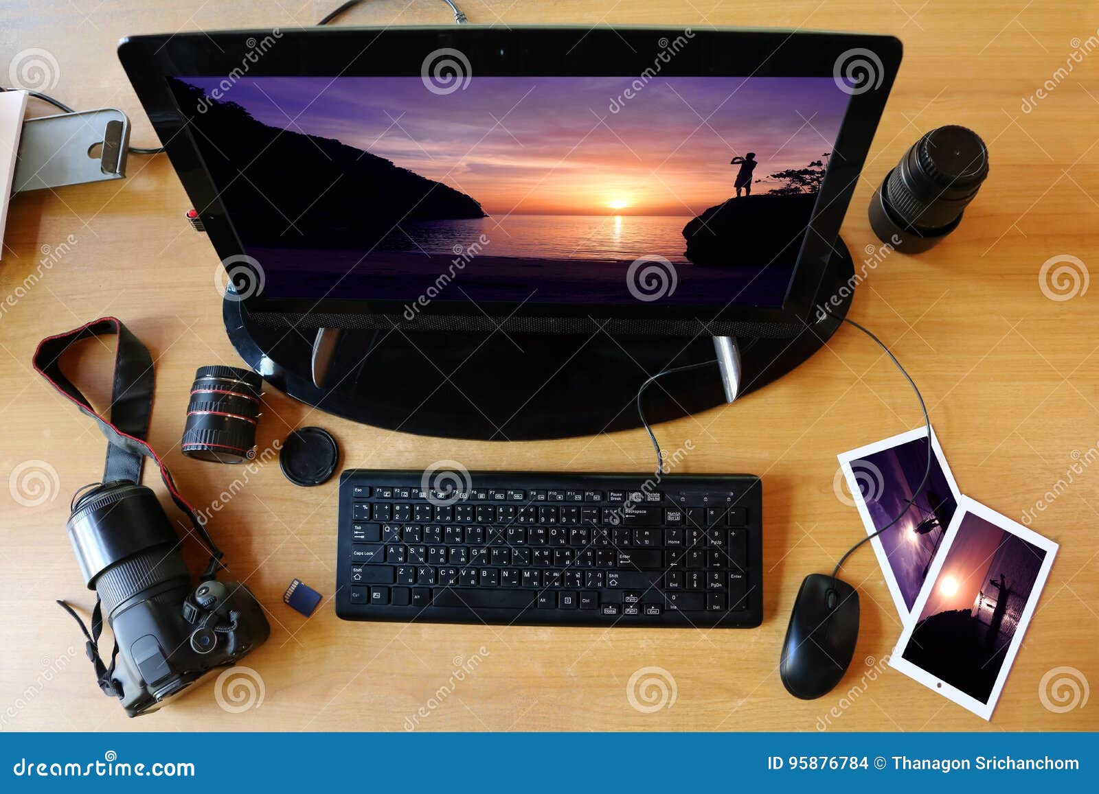 Computer and Communications Equipment of Photographer. Stock Photo ...
